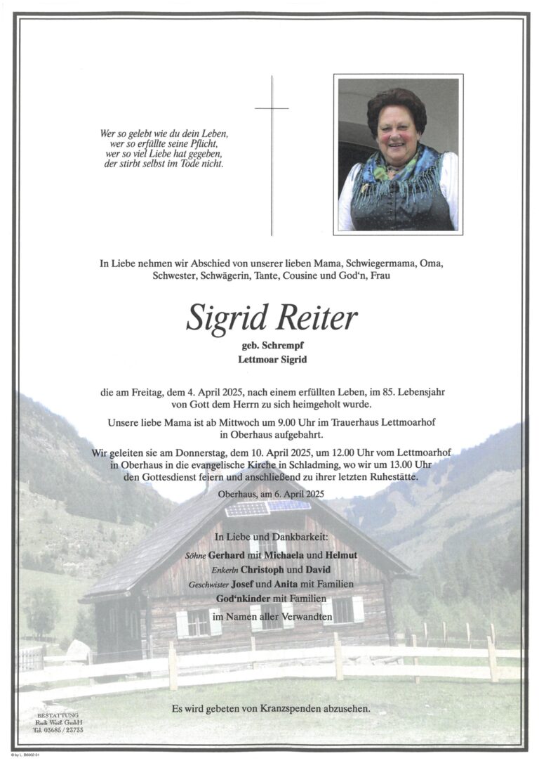 Im Gedenken – Evangelische Pfarrgemeinde A.B. Schladming